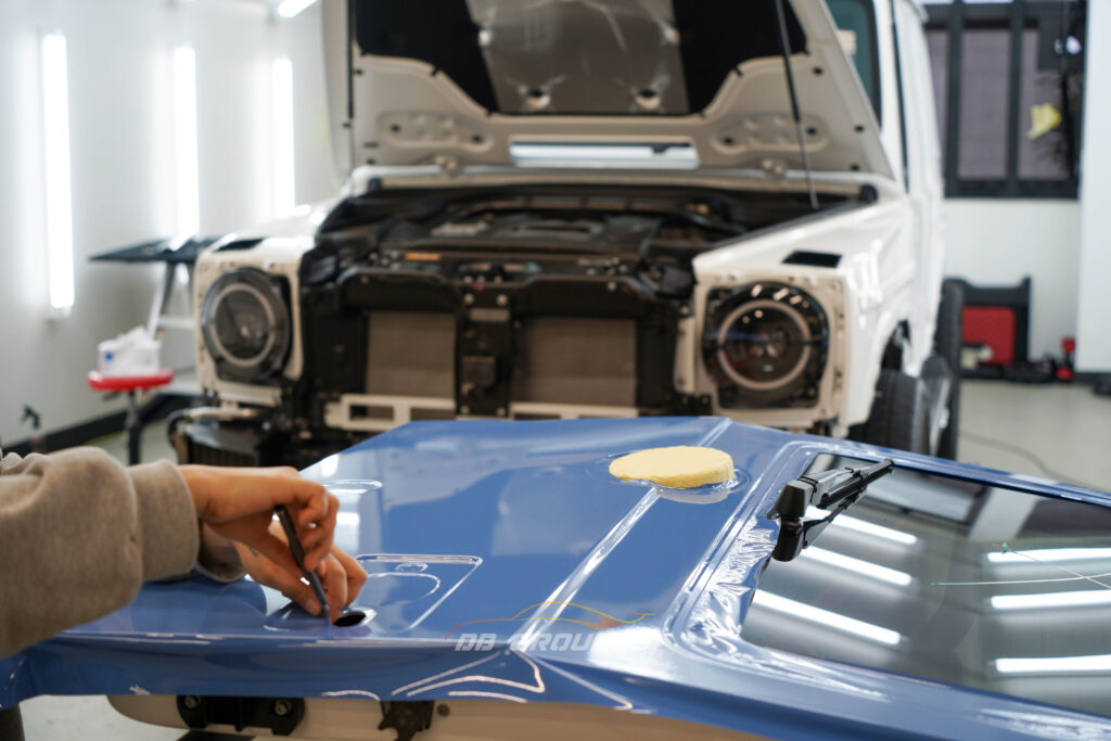 Mercedes G63 in a BABY BLUE color wrap - DB Grounds