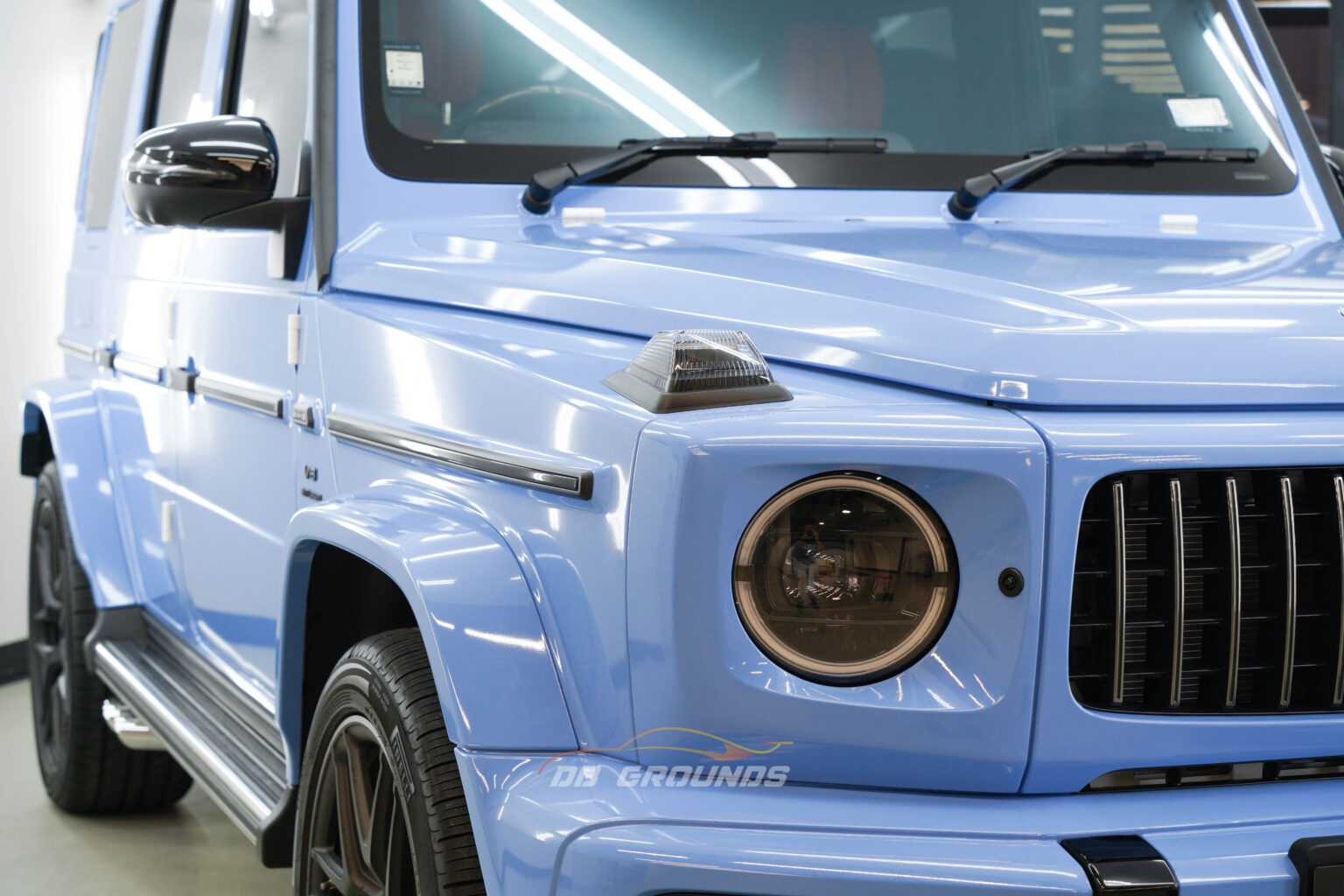 Mercedes G63 in a BABY BLUE color wrap - DB Grounds