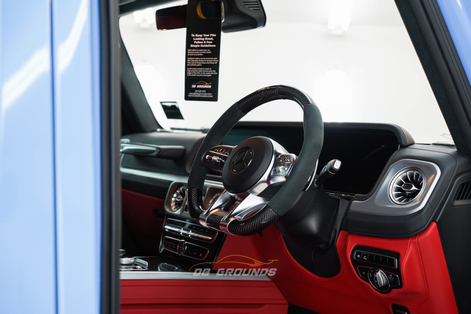 Mercedes G63 in a BABY BLUE color wrap - DB Grounds